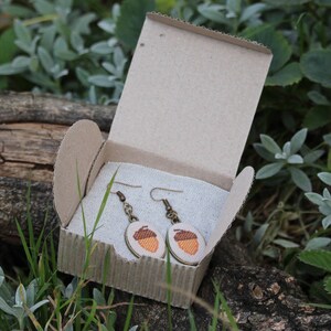 Embroidered Acorn Earrings Oak Jewelry Acorn Gift for Daughter Orange ...