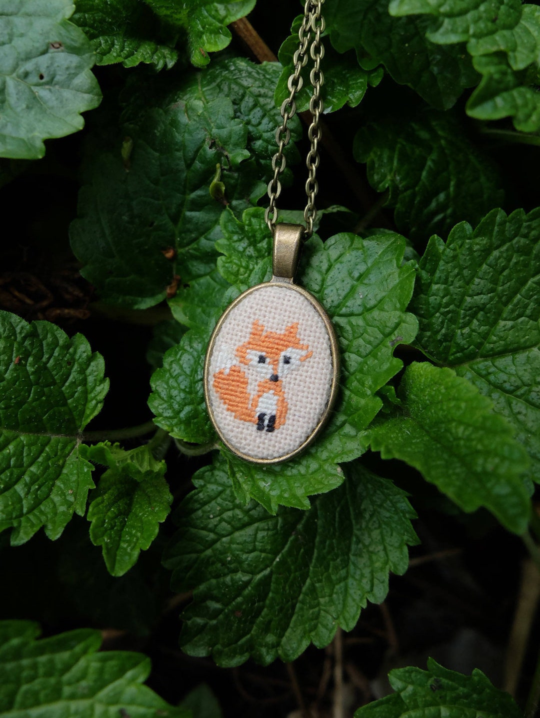 Red Fox Necklace Embroidery Pendant Hipster Animal Jewelry Fashion Cute ...