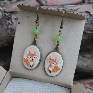 Red Fox Necklace Embroidery Pendant Hipster Animal Jewelry Fashion Cute ...