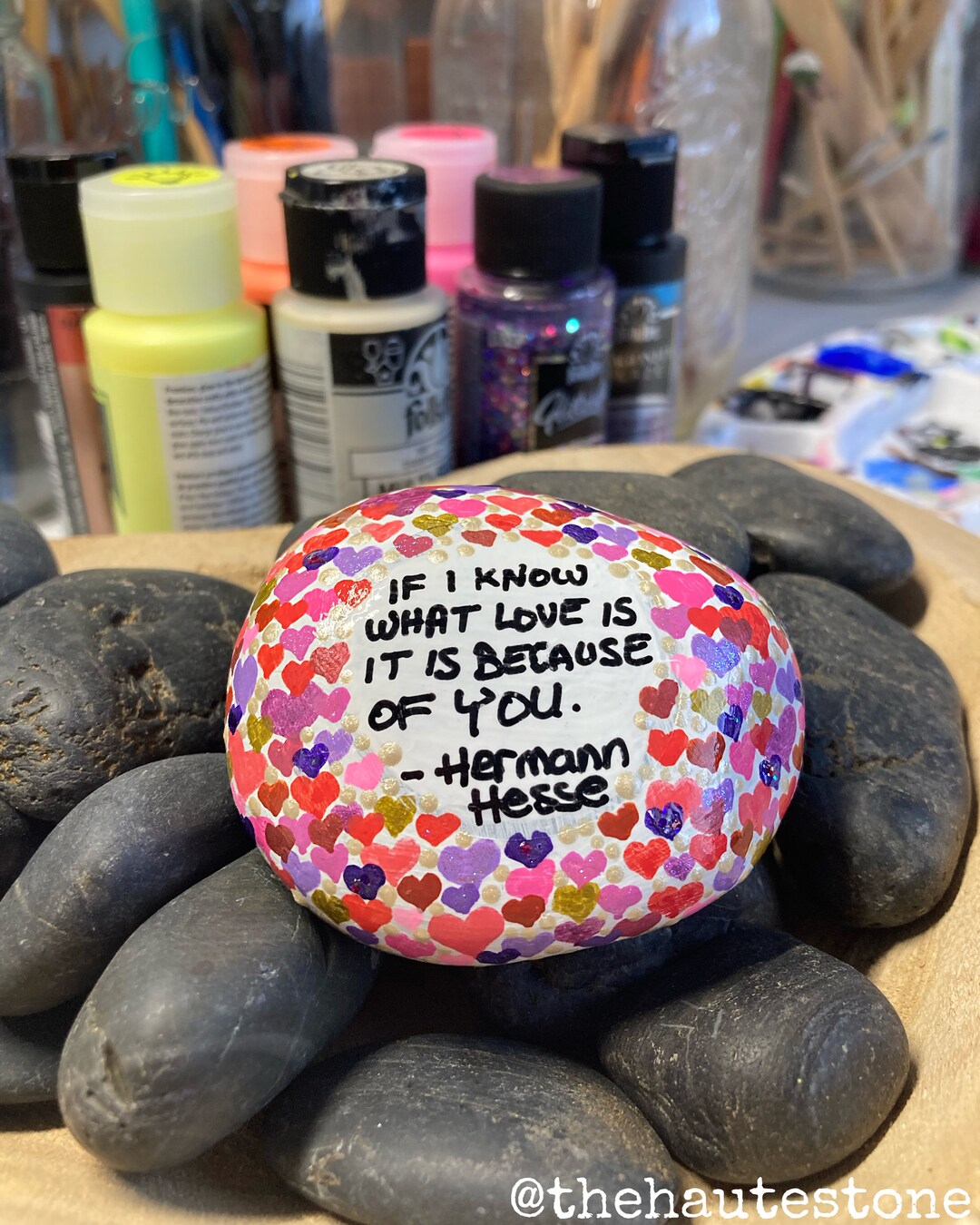 Hearts With Quote Hand Painted Stone Valentine’s Gift - Etsy