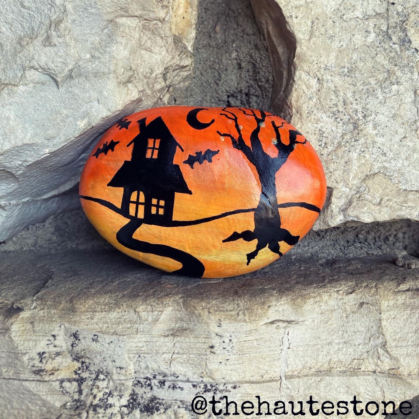 Spooky Halloween Theme Painted Stone - Etsy