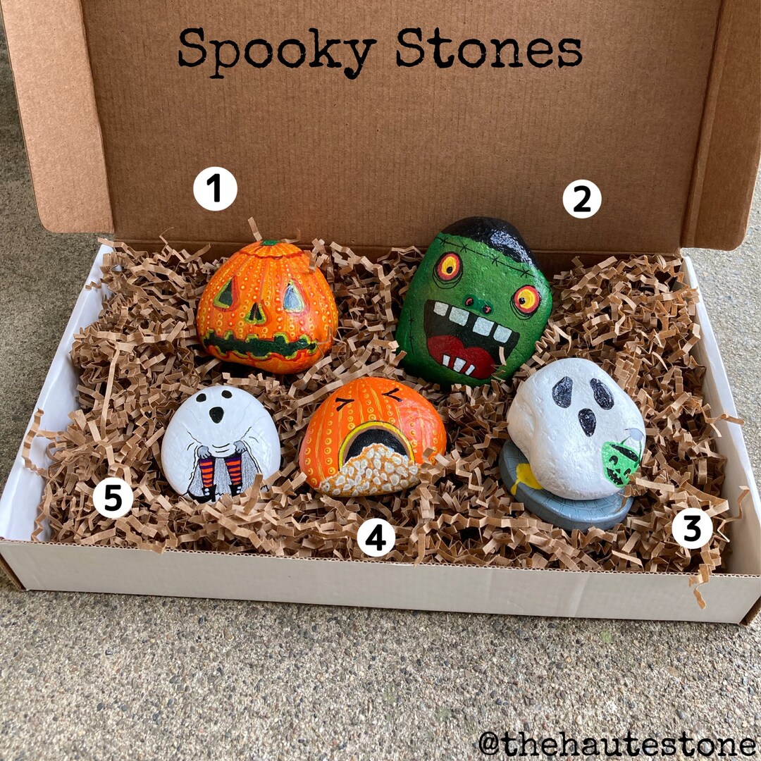 Spooky Halloween Themed Hand Painted Stones Rocks Assorted - Etsy