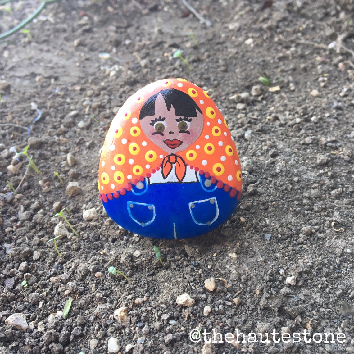 Babushka Matryoshka Doll Hand Painted Stone - Etsy Hong Kong
