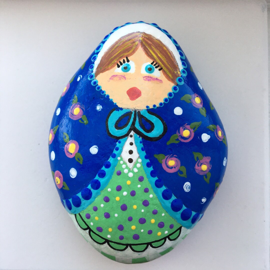 Babushka Matryoshka Doll Hand Painted Stone - Etsy
