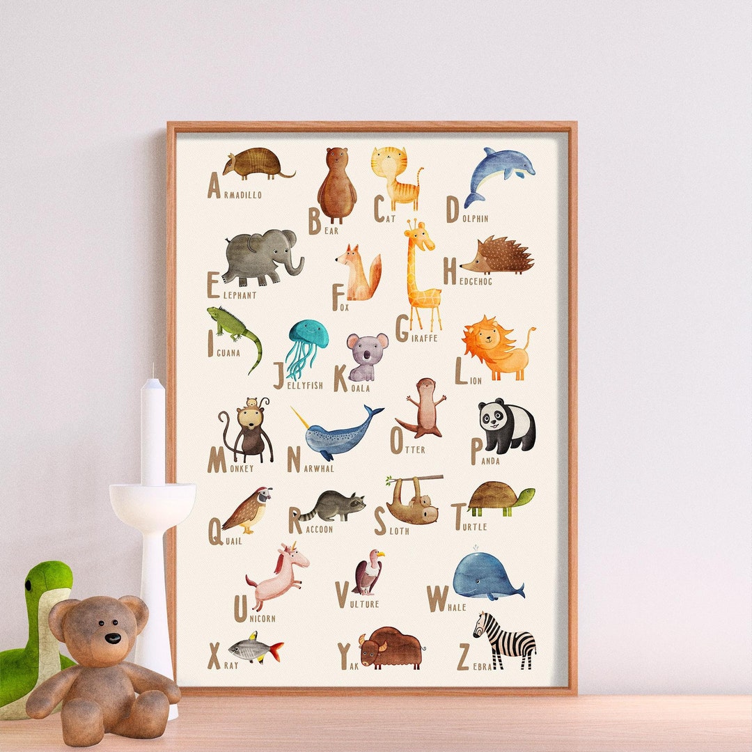 Animal Alphabet Poster, PRINTABLE Nursery Wall Art, Educational ABC ...