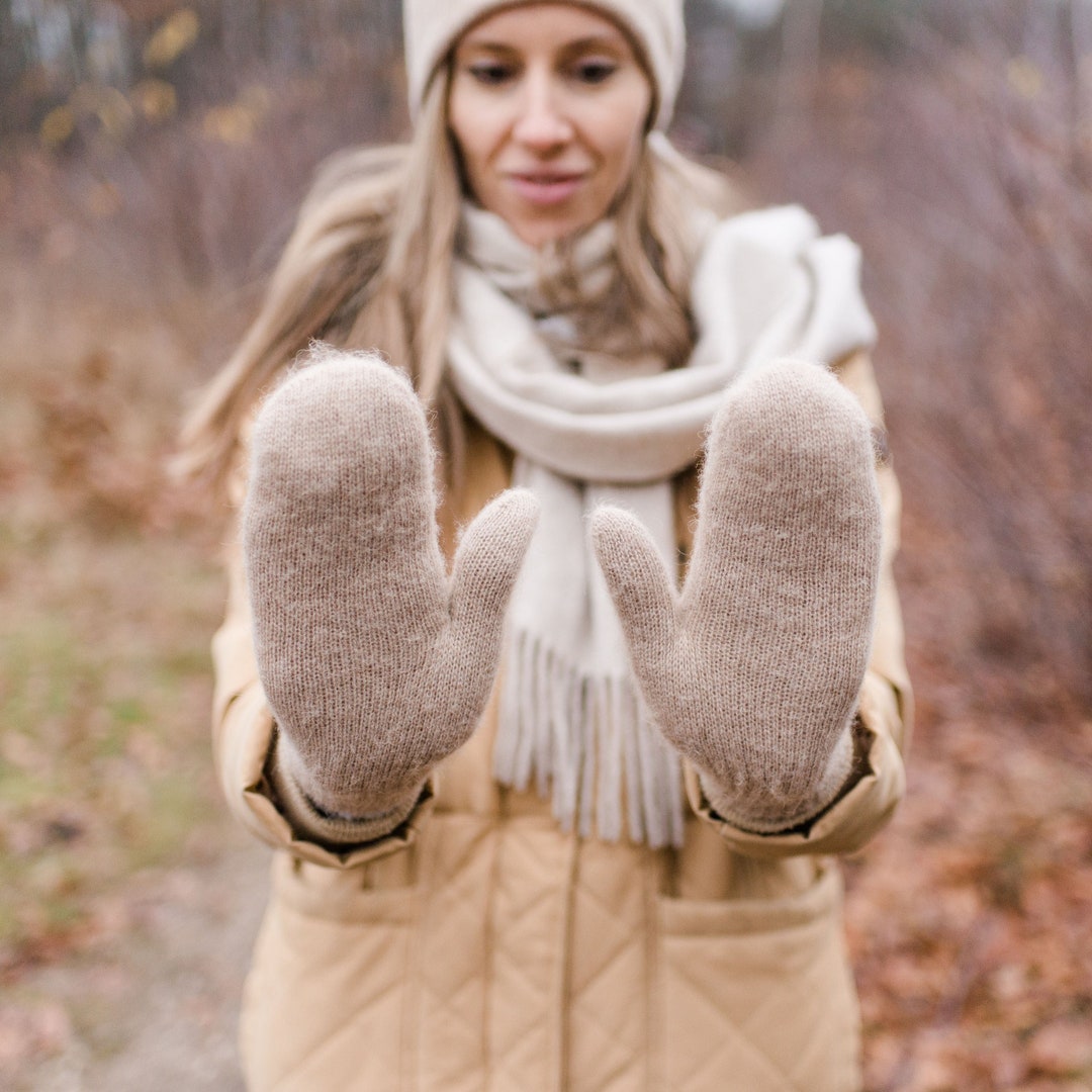 Pure Camel Wool Mittens Beige - Etsy