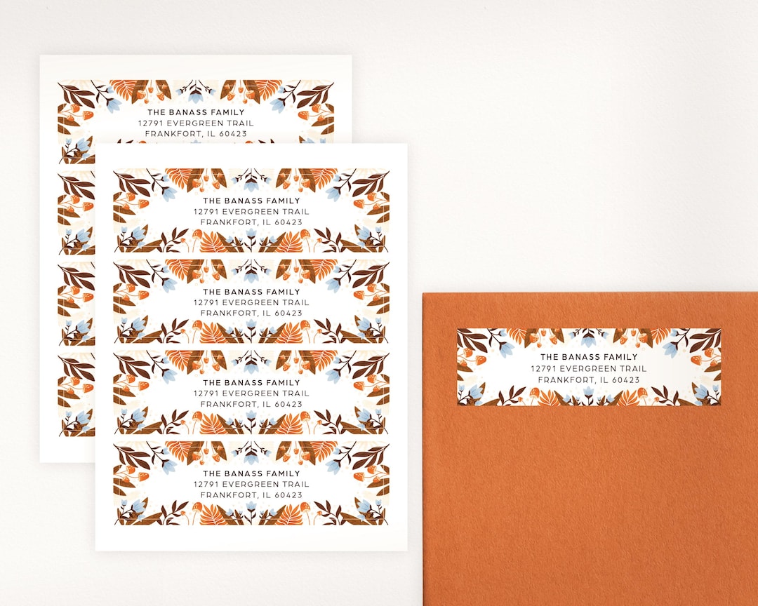 Personalized Return Address Labels | Autumn Florals | Fall | Leaves ...