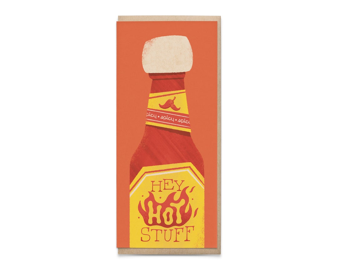 Hot Stuff Greeting Card Illustrated Hot Sauce Spicy - Etsy