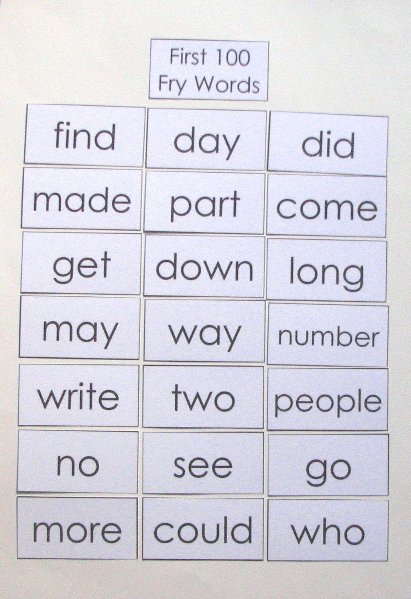Educational Learning Literacy Resource Fry Words Flashcards First 100 ...
