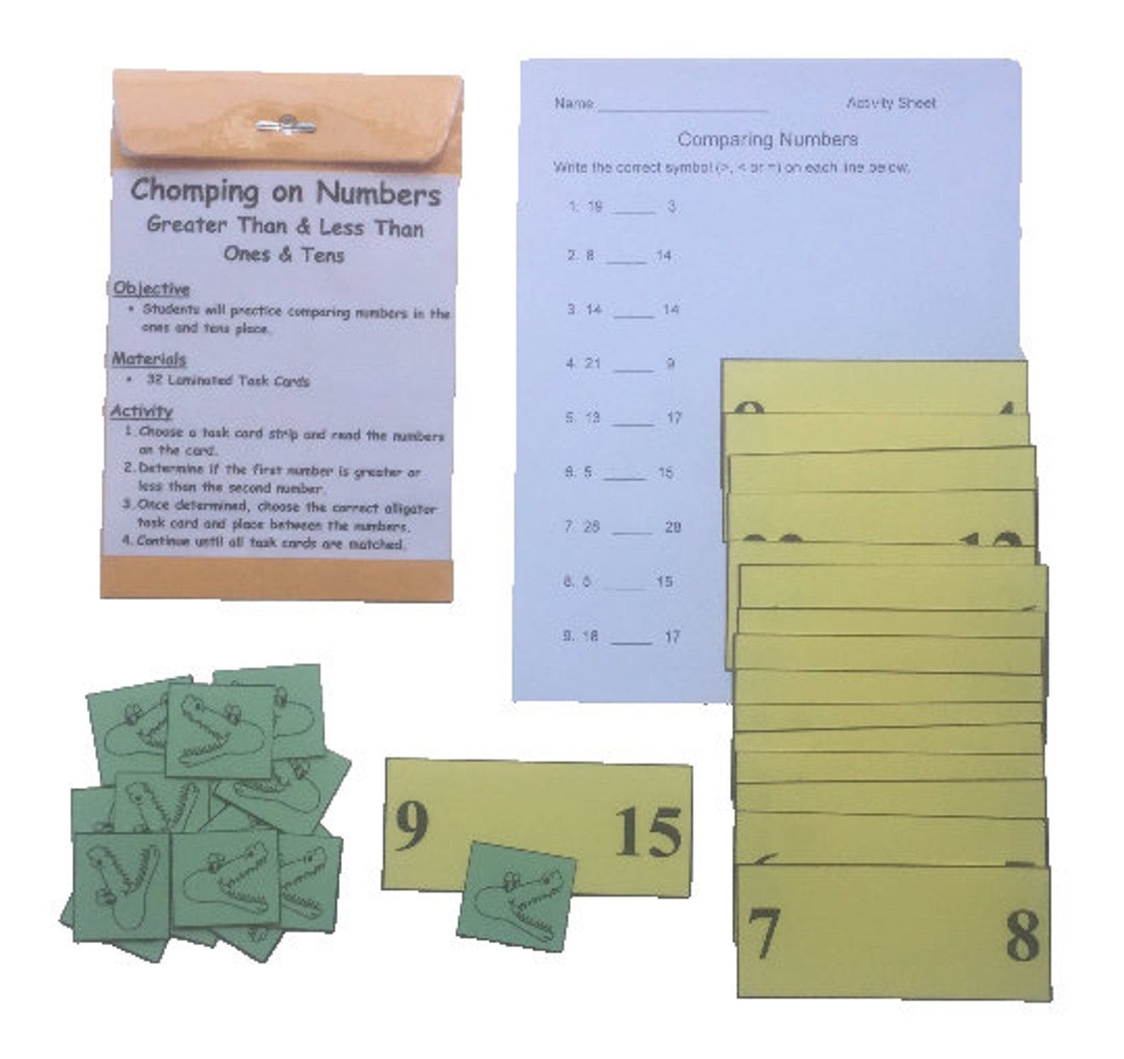 Teacher Made Math Center Activity Learning Resource Game Comparing ...