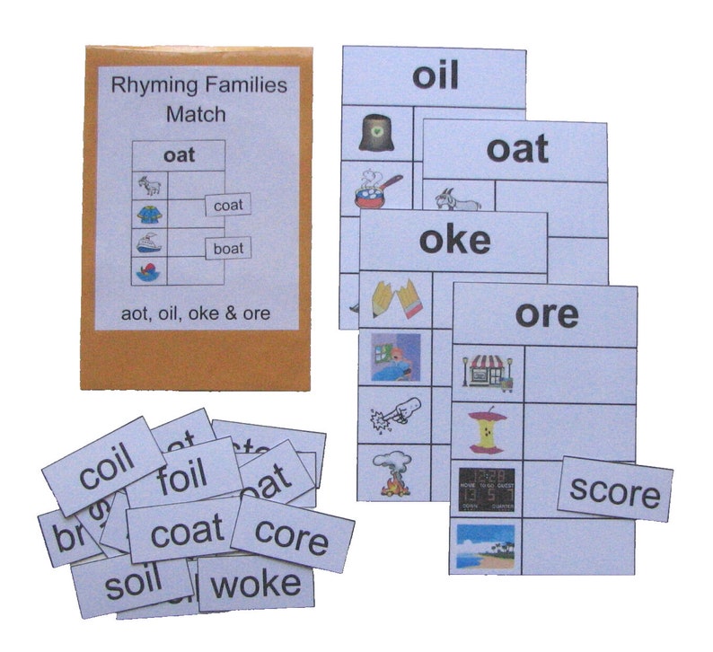 Educational Literacy Center Resource Game Rhyming Families Oat, Oil ...