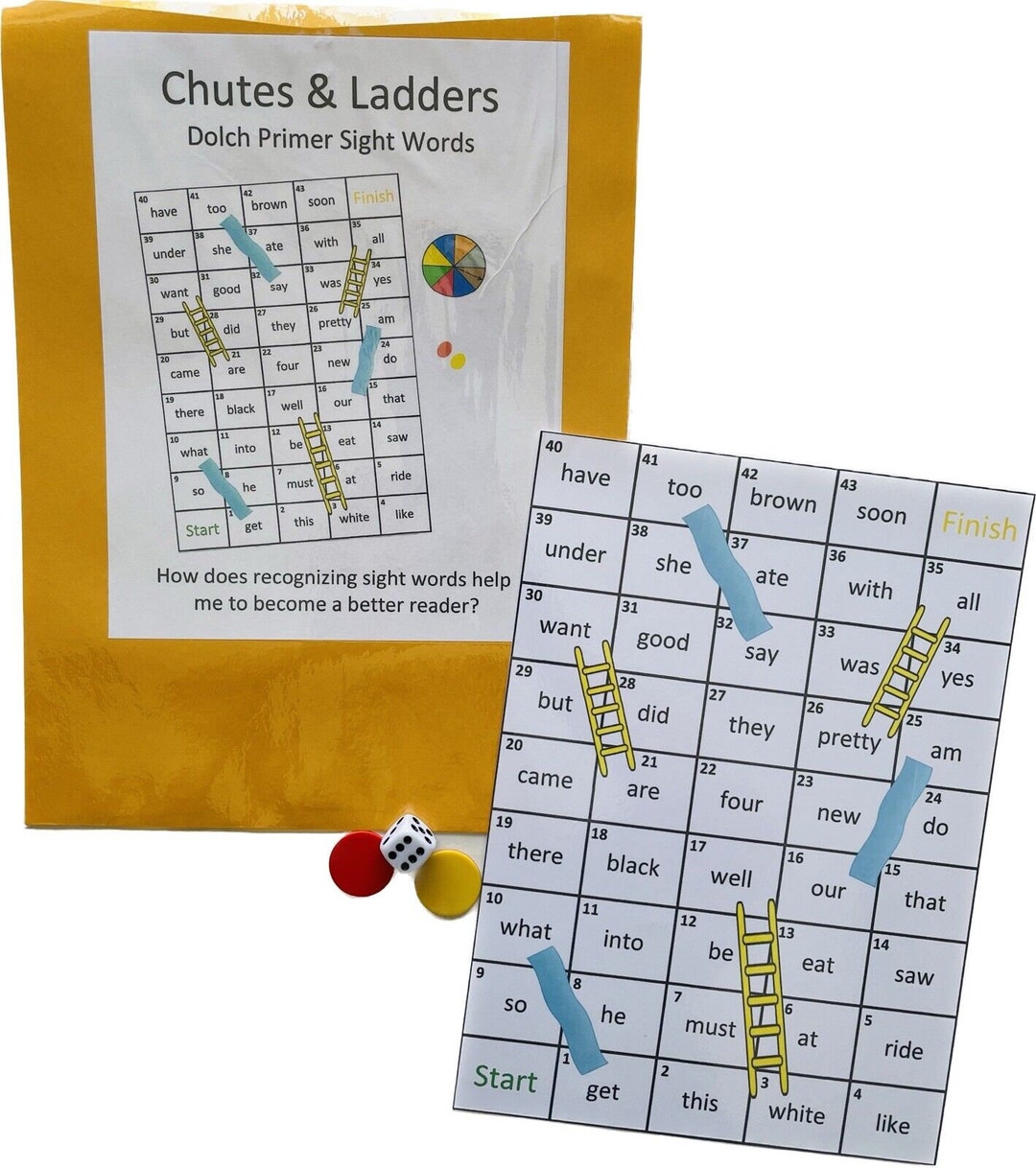 Educational Learning Resource Game Dolch Primer Sight Words Chutes ...