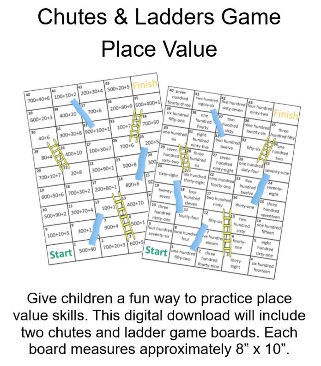 Place Value Digital Download Math Expanded Form and Word Form Chutes ...
