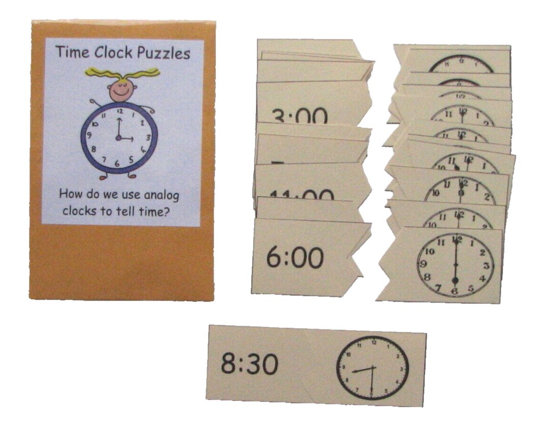 Educational Math Center Learning Resource Game Time Puzzles Hour & Half ...