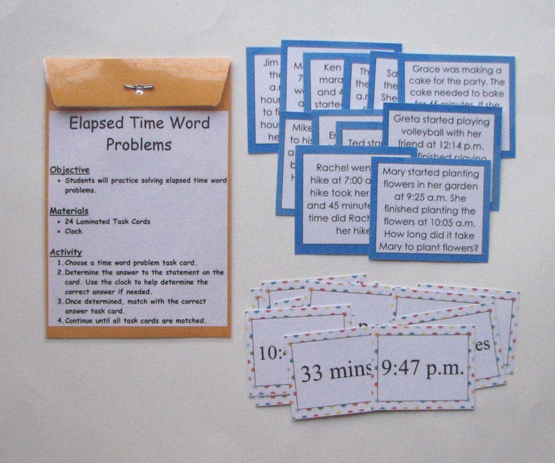 Educational Math Center Learning Resource Game Elapsed Time Word ...