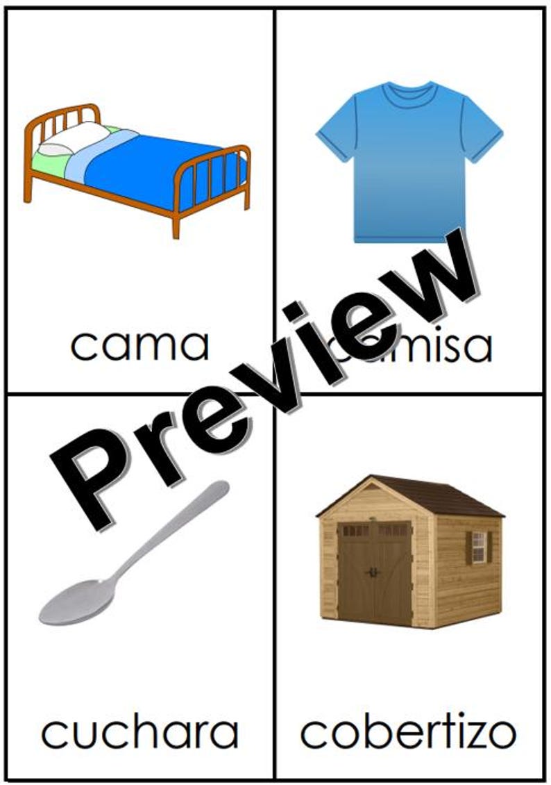Digital Download Bilingual Spanish Picture Words Flashcards Around the ...