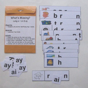 Educational Literacy Center Resource Game Long Vowel Patterns Ai & Ay ...