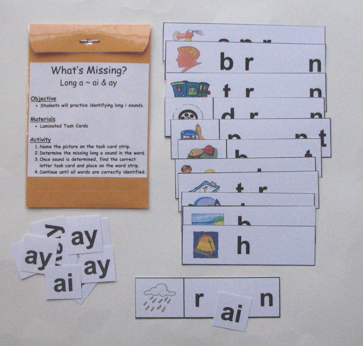 Educational Literacy Center Resource Game Long Vowel Patterns Ai & Ay ...