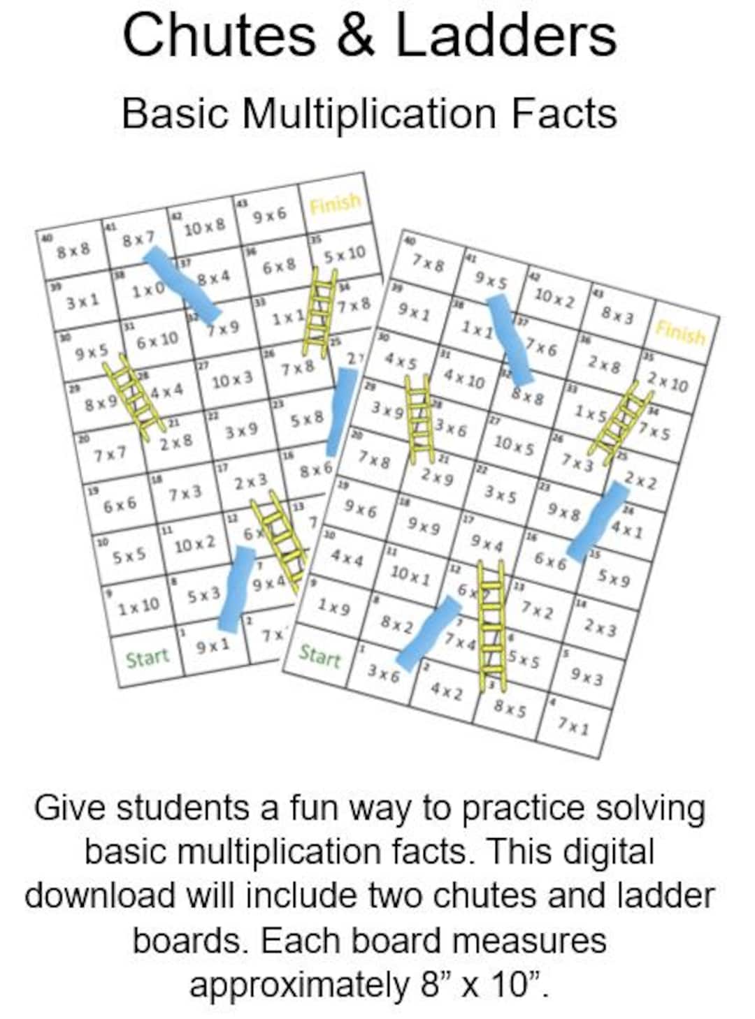 Digital Download Math Activity Resource Game Chutes & Ladders Basic ...