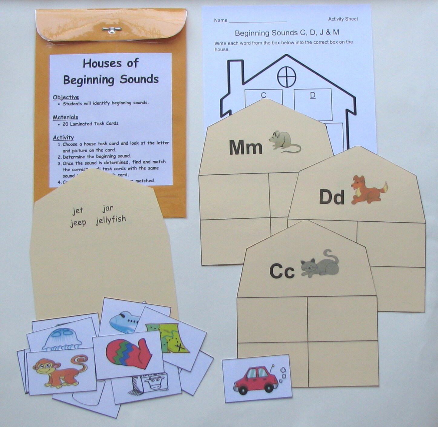 5 Teacher Made Literacy Learning Resource Center Games Beginning Sounds ...