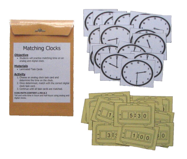 Educational Math Center Resource Game Time Hour & Half-hour Clock ...