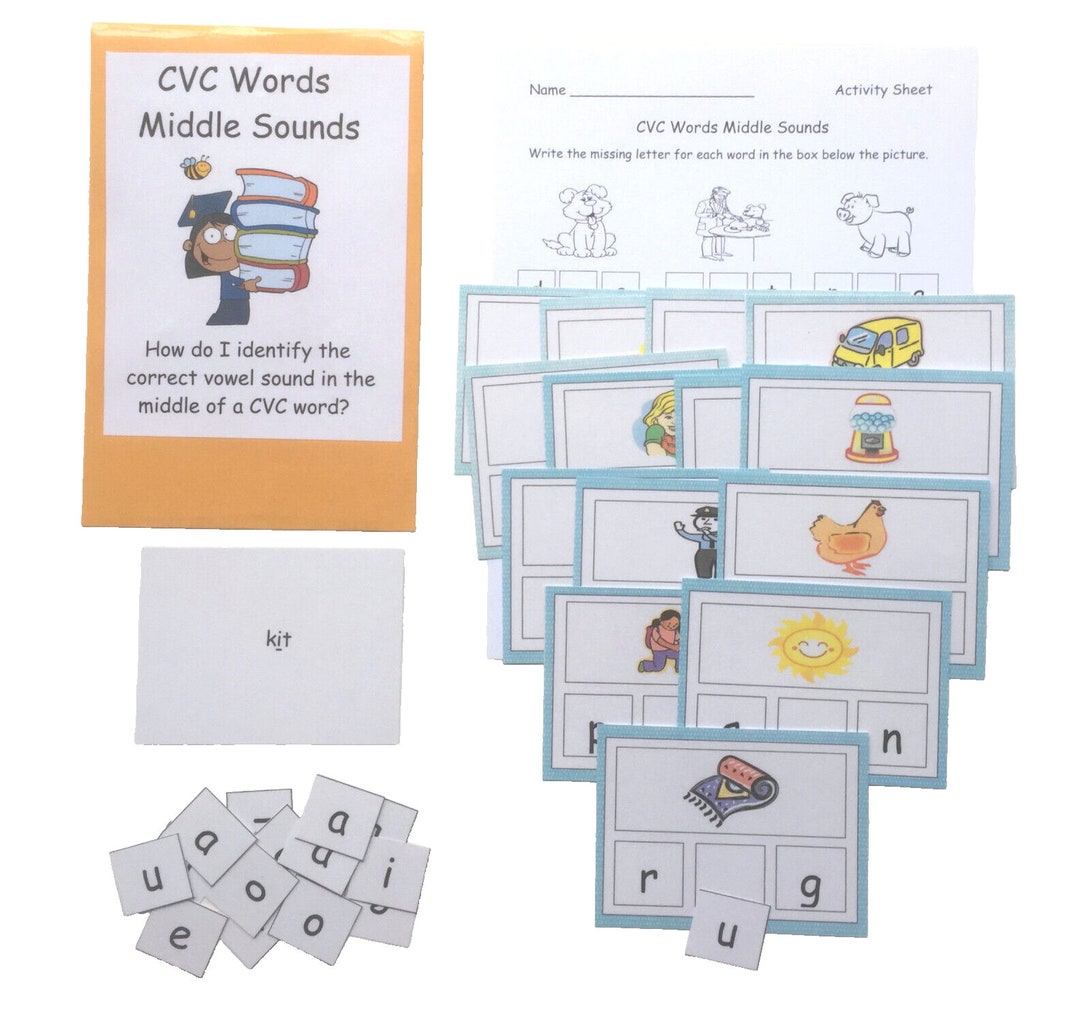 Educational Literacy Center Resource Learning Game CVC Words Middle ...
