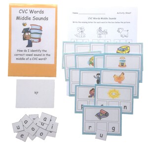 Educational Literacy Center Resource Learning Game CVC Words Middle ...