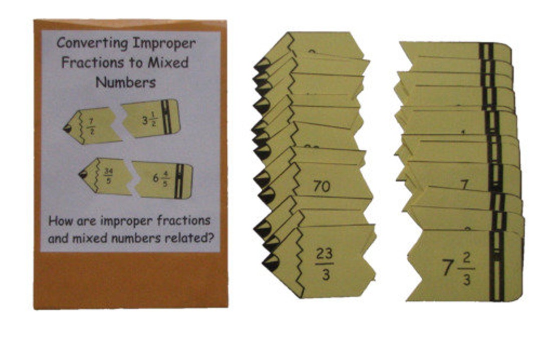 Converting Improper Fractions to Mixed Numbers Teacher Made Math Center ...