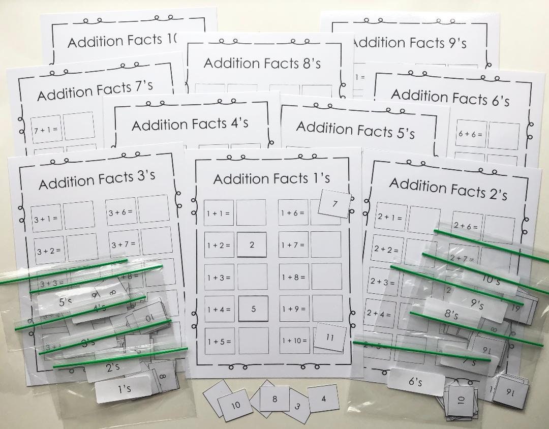 Educational Math Learning Resources Basic Addition Fact Boards Facts 1 ...