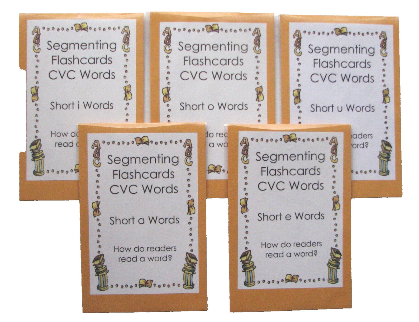 5 Educational Literacy Centers Segmenting Flashcards Short Vowel CVC ...
