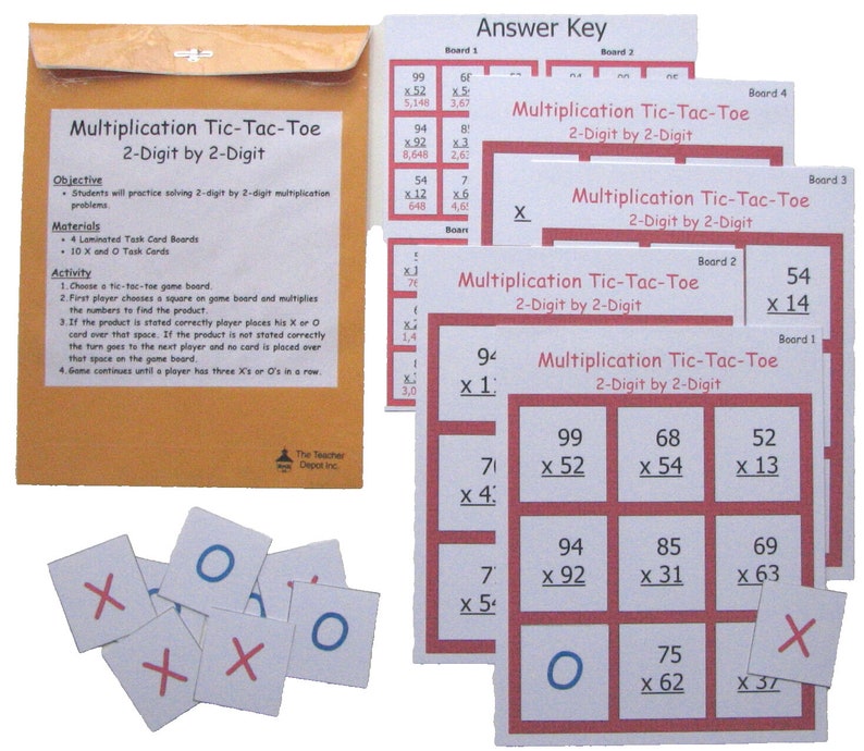 Teacher Made Math Center Learning Activity Game Multiplication Tic-tac ...