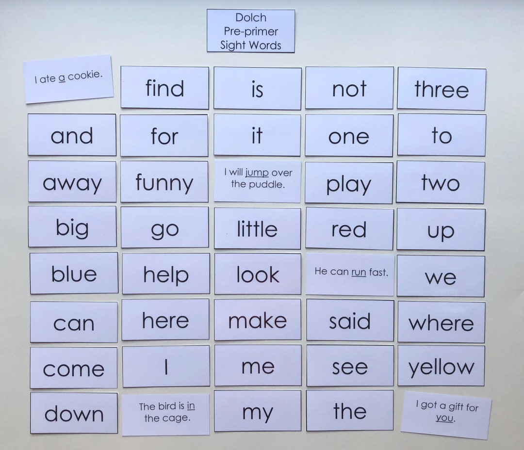 Educational Resource Dolch Pre-primer Sight Word Flashcards Sentences ...
