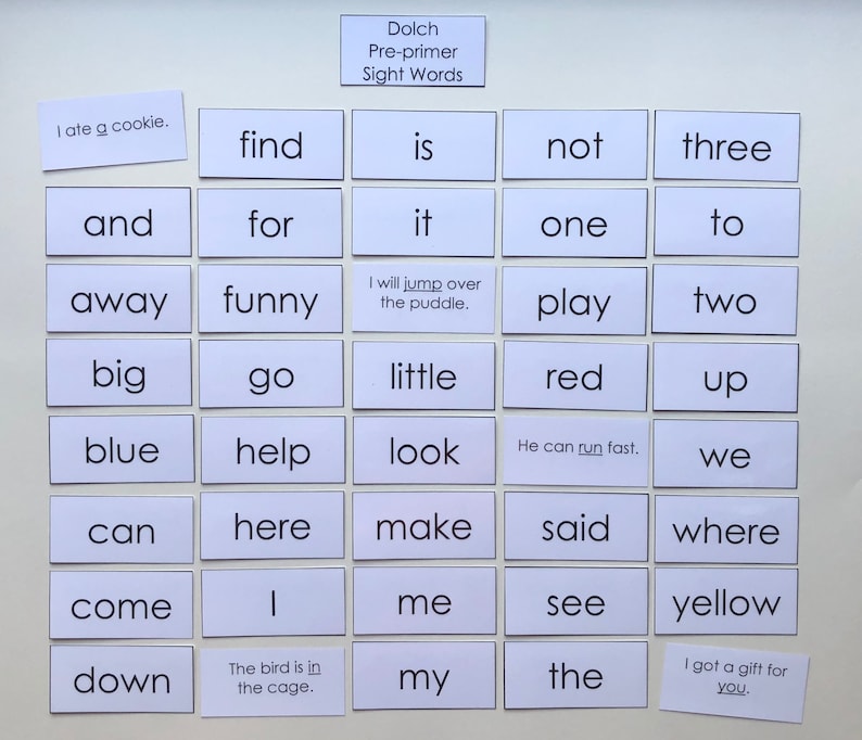 Educational Resource Dolch Pre-primer Sight Word Flashcards Sentences ...