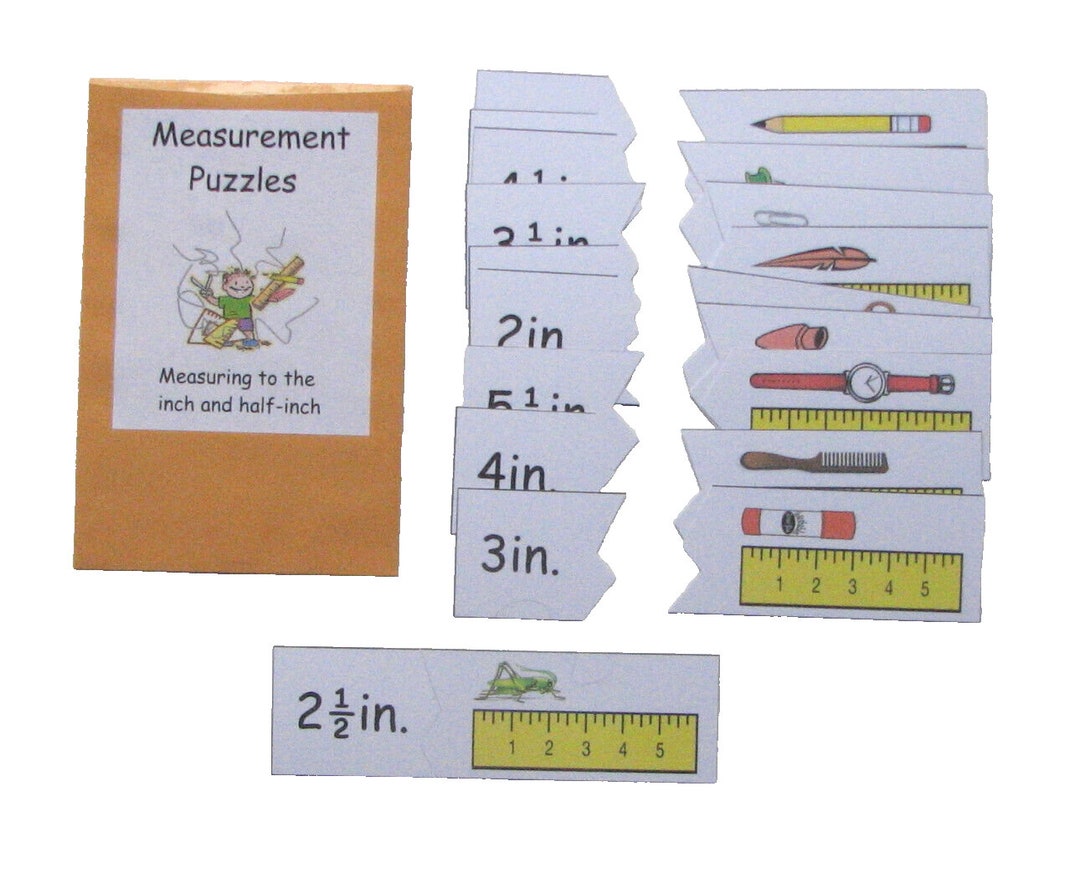 Educational Math Center Resource Game Measurement Puzzles Inch & Half ...