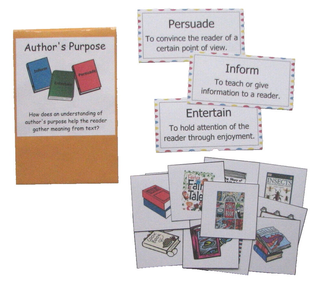 Educational Literacy Center Resource Learning Game Author's Purpose - Etsy