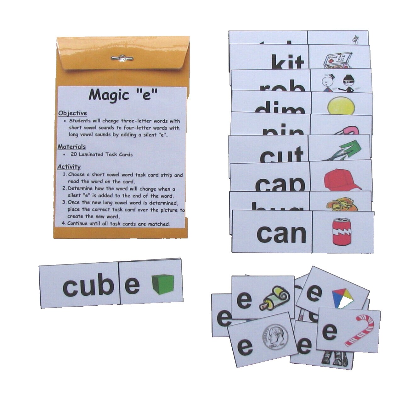 Educational Literacy Center Learning Resource Game Silent E Words - Etsy