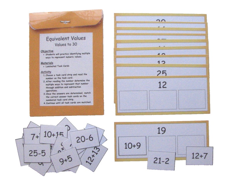 Educational Math Centers Resource Game Equivalent Values Numbers to 30 ...