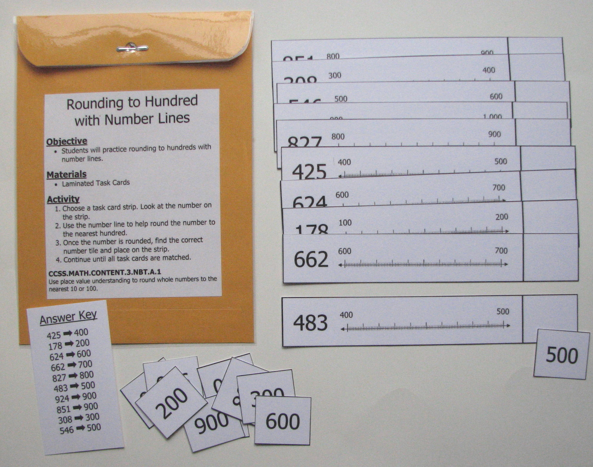 Educational Math Center Resource Game Rounding to Hundred With - Etsy