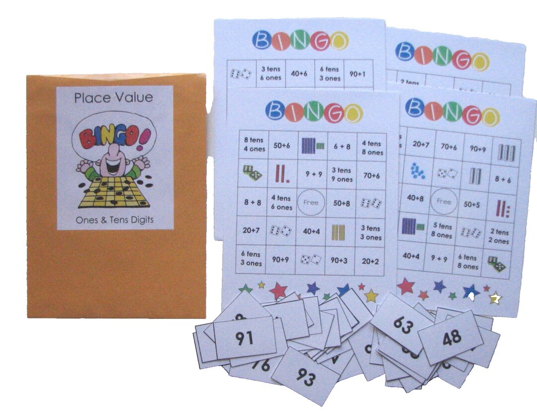 Educational Math Center Resource Game Place Value BINGO Ones & Tens ...
