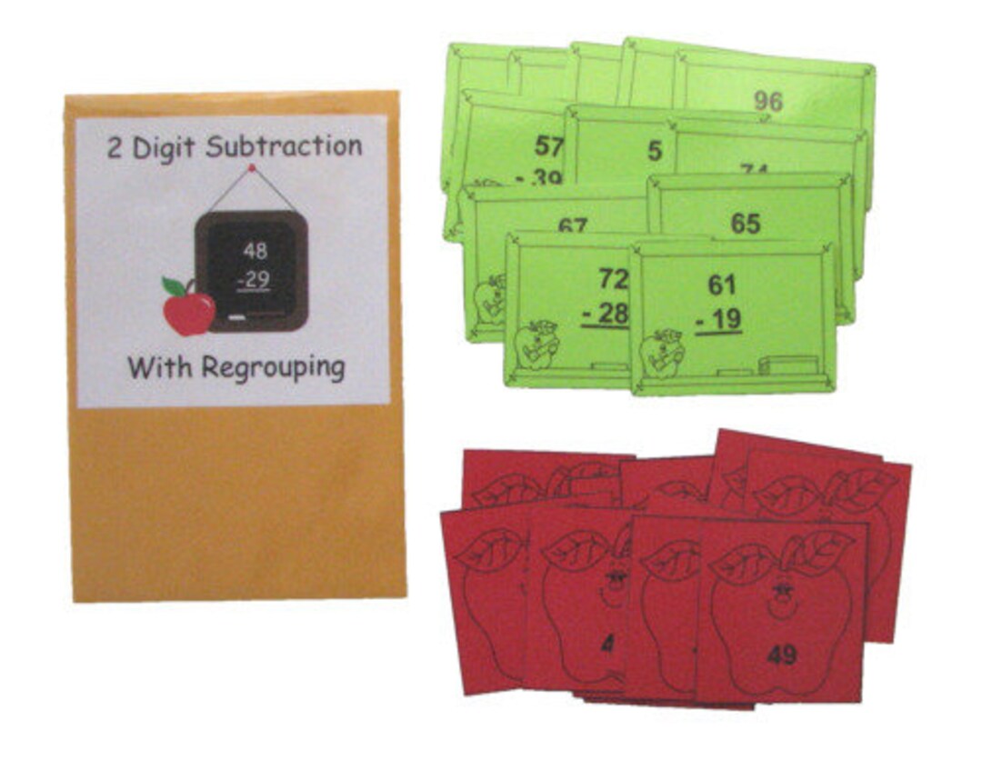 Teacher Made Math Center Learning Resource Game Two-digit Subtraction ...