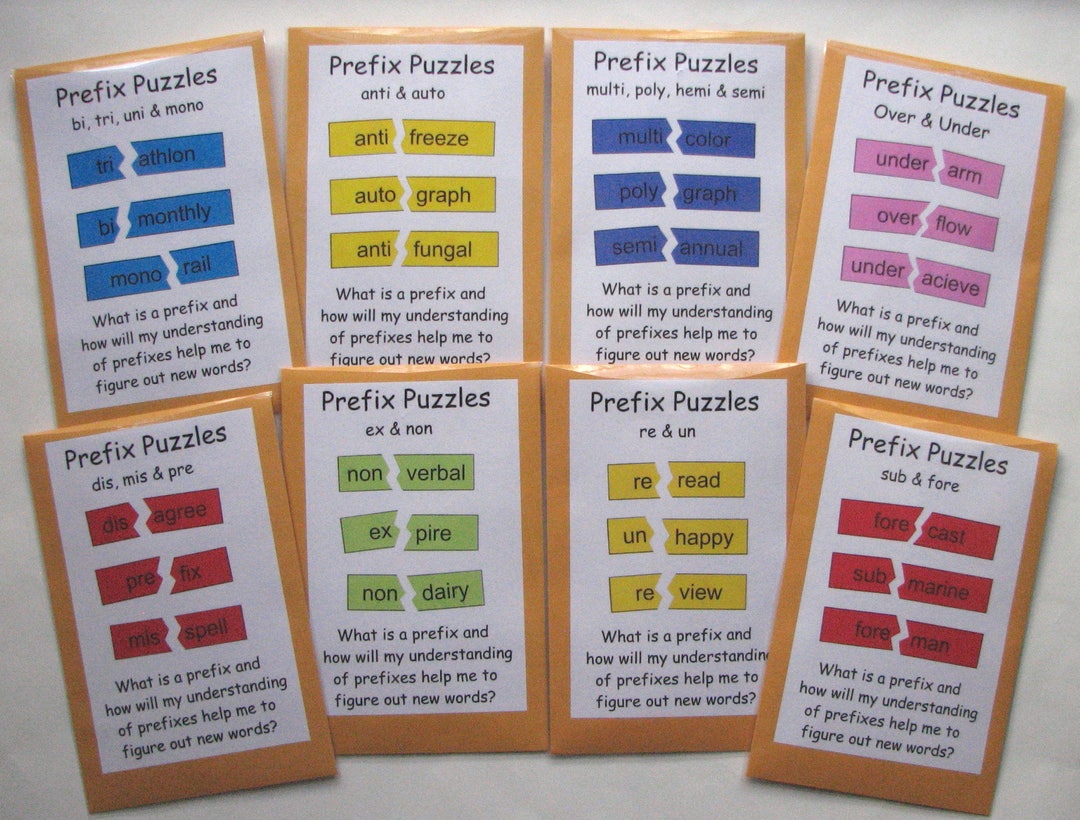 8 Teacher Made Literacy Centers Learning Resource Games Prefix Puzzles ...