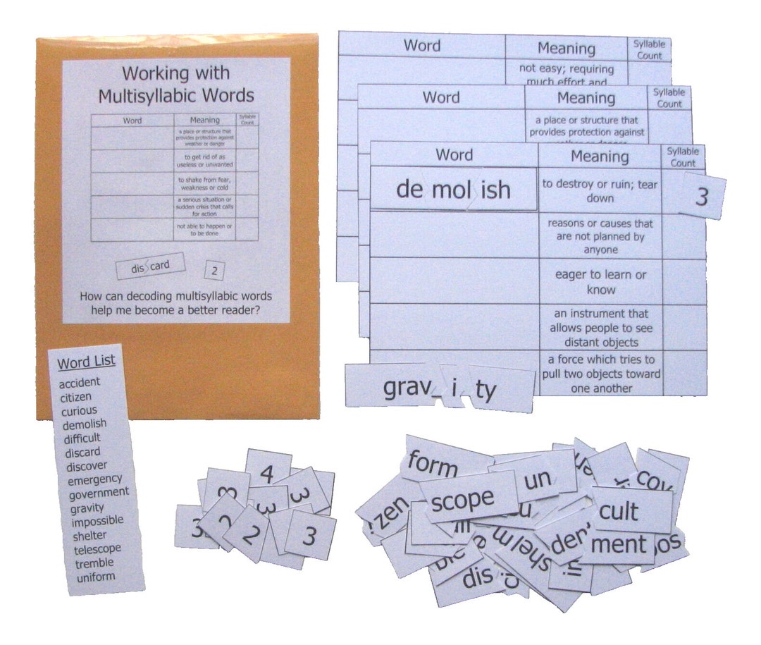 Educational Literacy Center Resource Game Understanding Multisyllabic ...