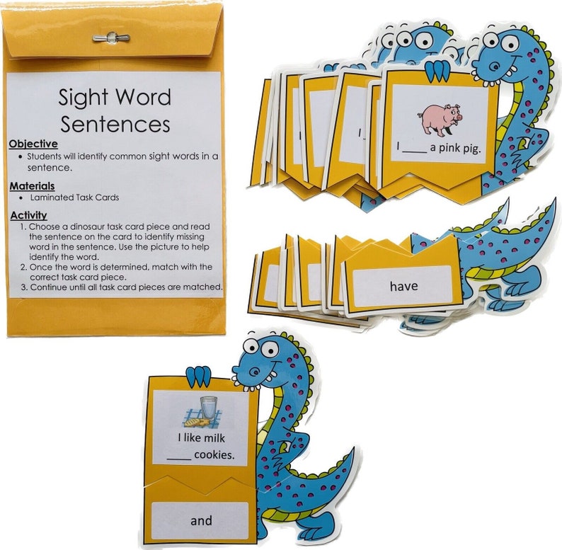 Education Literacy Center Activity Resource Game Sight Word Sentence ...