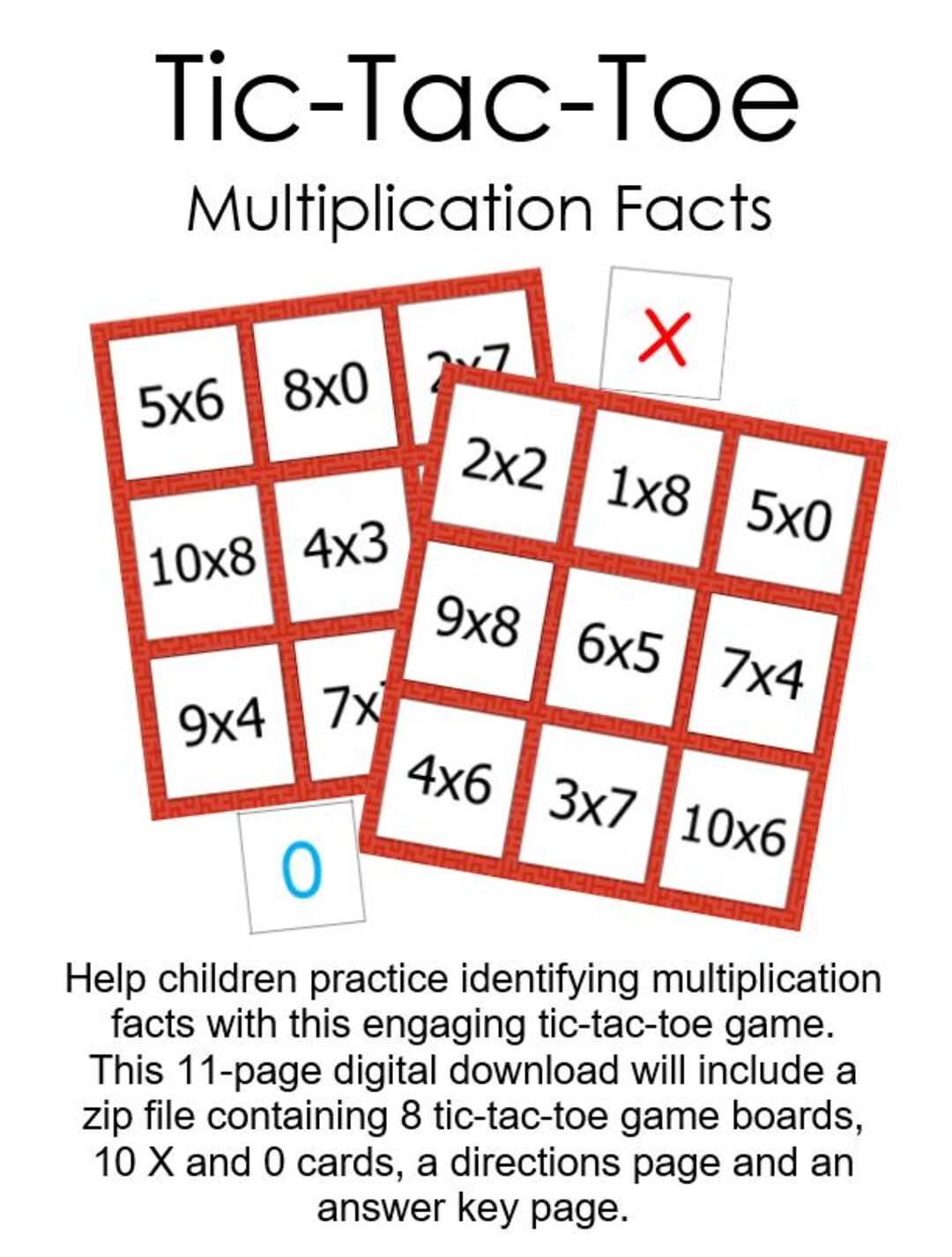 Multiplication Facts Digital Download Math Activity Tic-tac-toe Game - Etsy