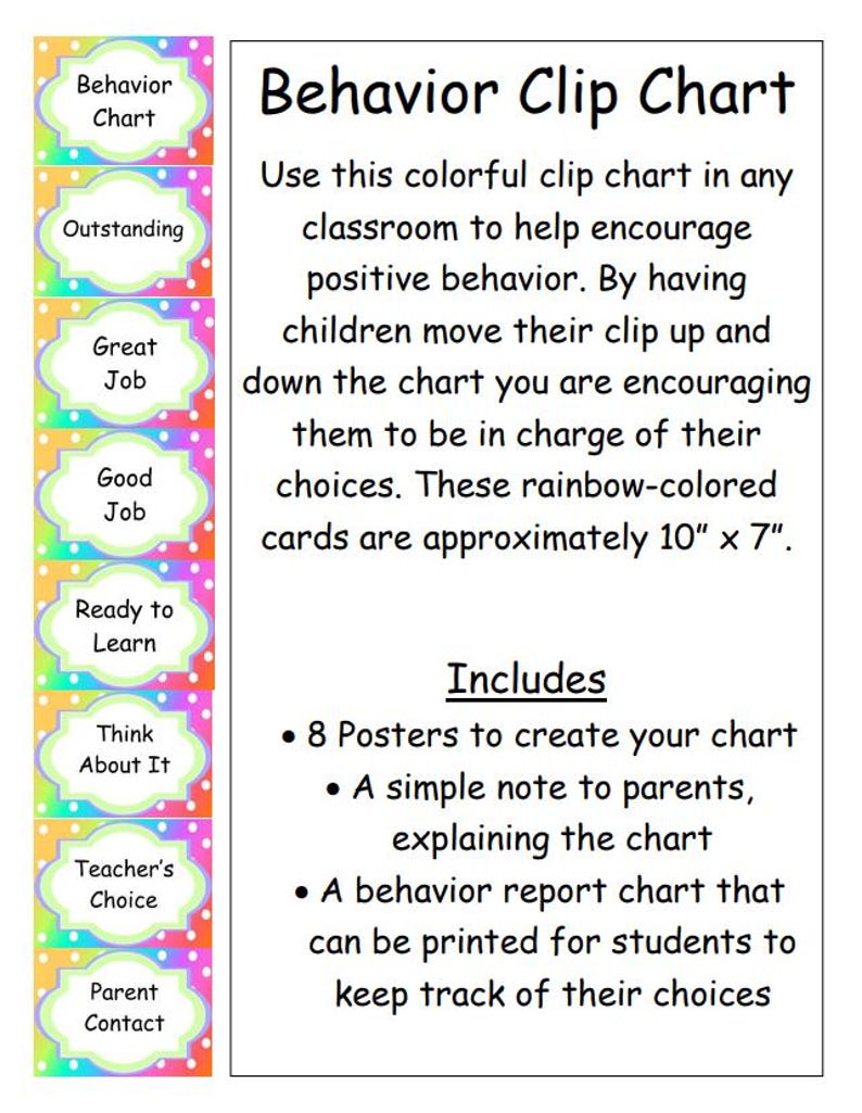Classroom Management Digital Download Behavior Clip Chart Teacher Made ...