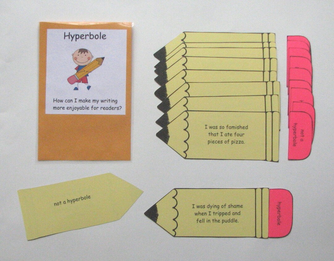 Teacher Made Literacy Center Educational Learning Resource Game Hyperbole - Etsy