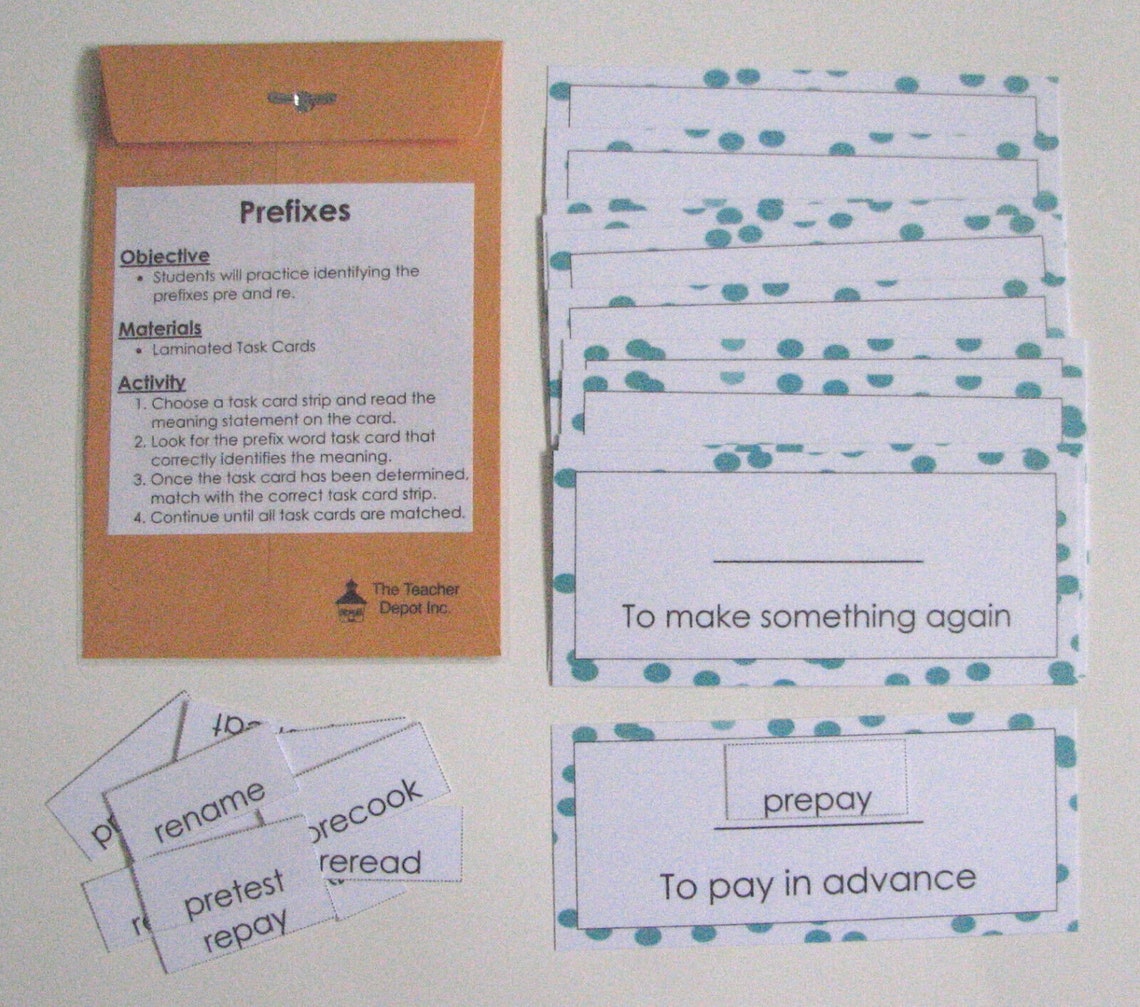 Educational Literacy Center Vocabulary Learning Resource Game Prefixes ...