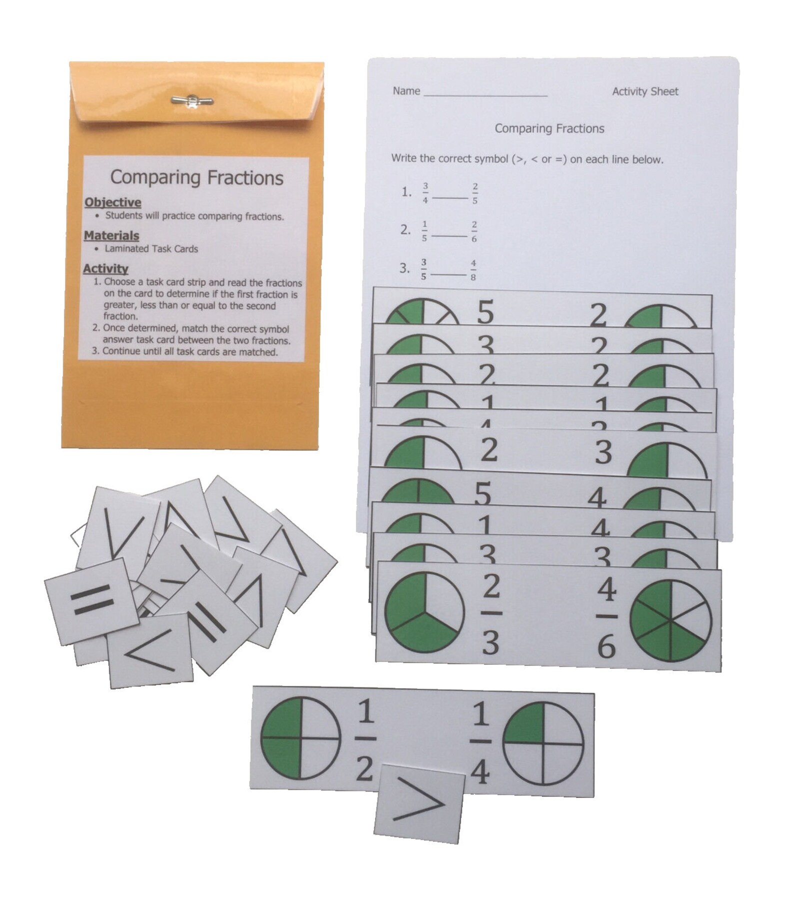 Educational Math Center Learning Resource Game Comparing Fractions - Etsy
