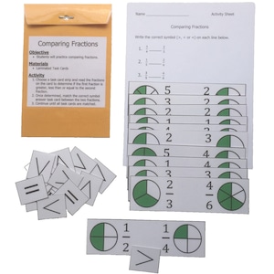 Educational Math Center Learning Resource Game Comparing Fractions - Etsy