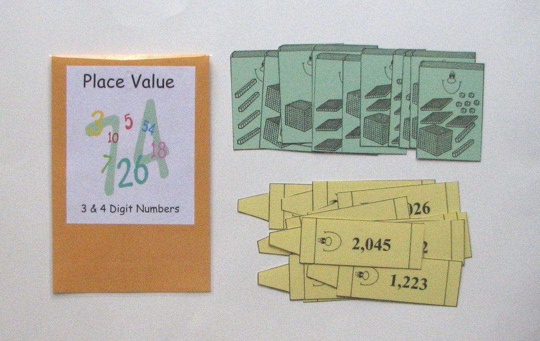 Teacher Made Math Center Learning Resource Game Place Value 3 & 4 Digit ...